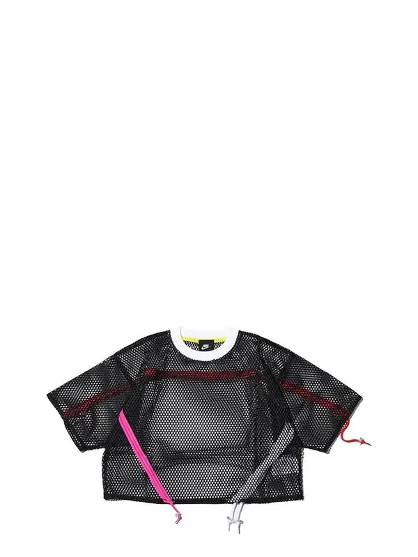 Nike Mesh Drawstring Sports Short Sleeve T-shirt - Black/white