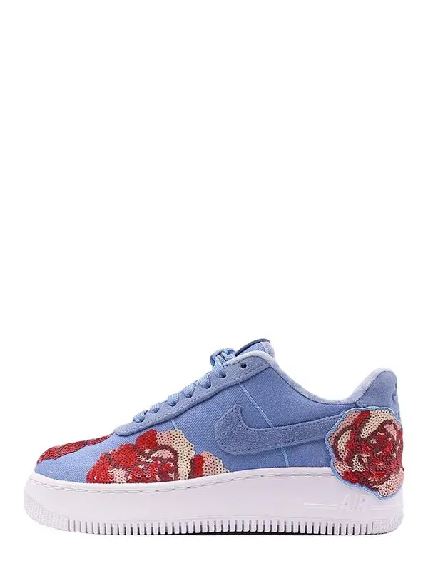 Nike Force 1 Floral Sequin Sneakers - Sky Blue