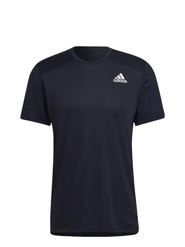 Adidas Solid Color Logo Round Neck Short Sleeve Ink Blue T-shirt - Multi-color