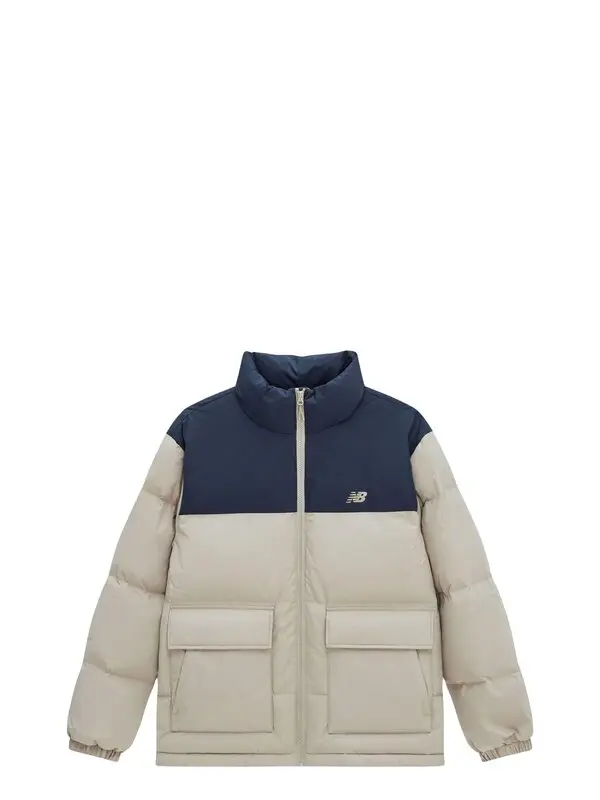 NEW BALANCE Academy Puffer Down Jacket - Beige/navy