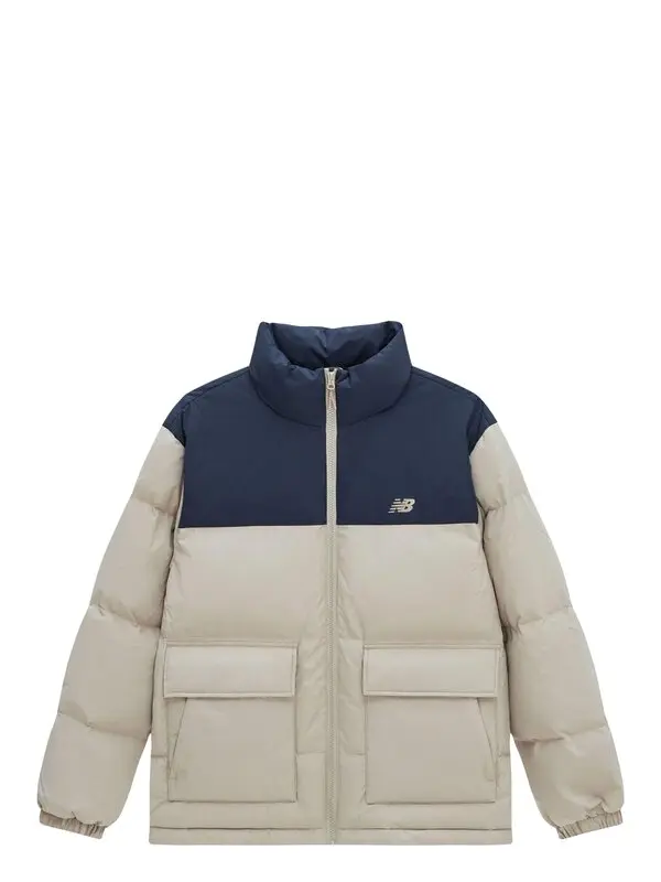 NEW BALANCE Academy Puffer Down Jacket - Beige/navy