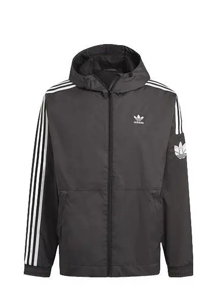 Adidas 3d Windbreaker Embroidered Logo Hooded Jacket - Black