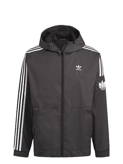 Adidas 3d Windbreaker Embroidered Logo Hooded Jacket - Black