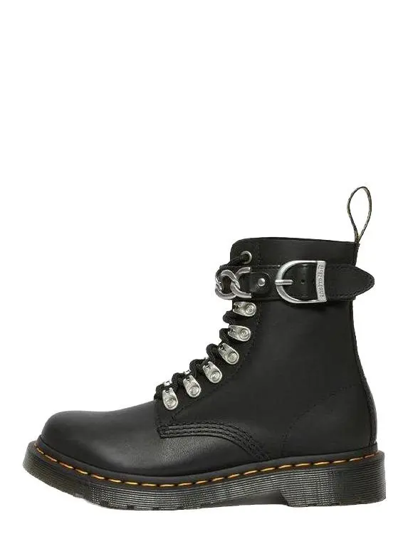 Dr. Martens Pascal Chain Leather Lace Up Boots - Black