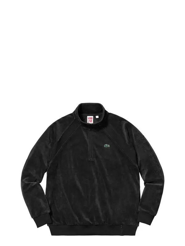 Supreme Ss18 Lacoste Velour Half-zip Track Top - Black