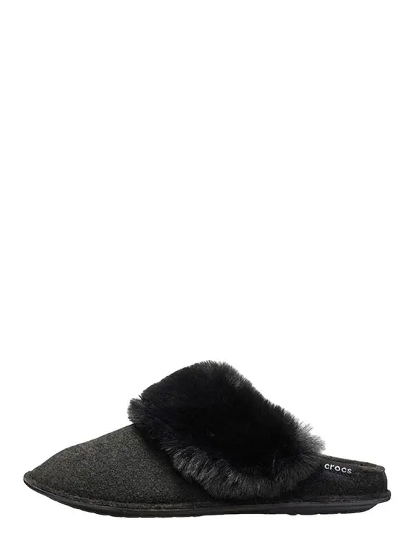 CROCS Fur Mule Slippers - Black