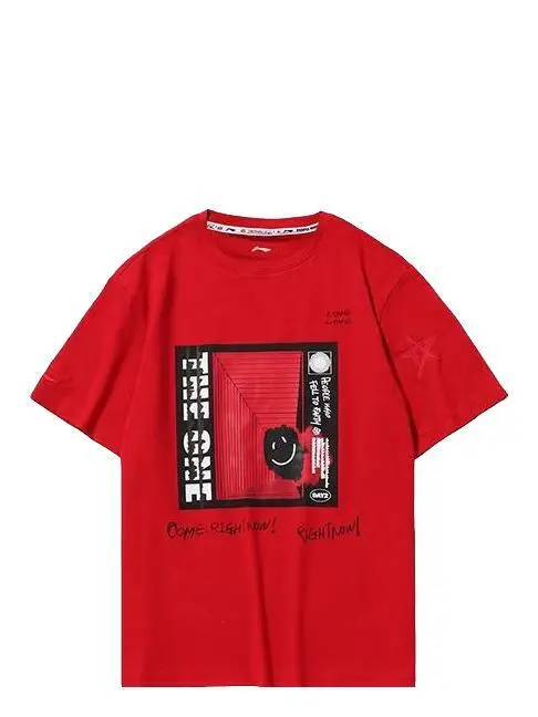 LI-NING Cf Earth Short Sleeve Couple Style Chicago Bulls - Red