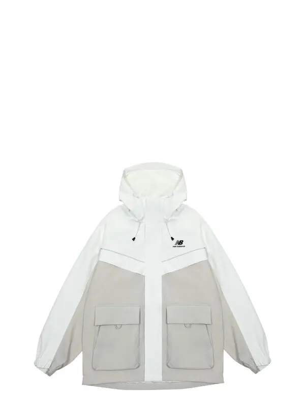 NEW BALANCE Hooded Windbreaker Jacket - White/grey