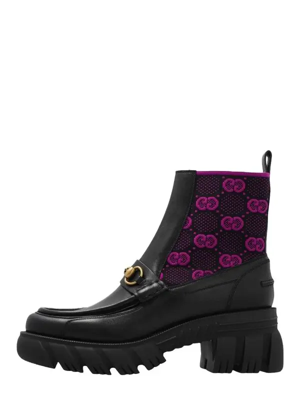Gucci Horsebit Gg Jersey Boot 'black Fuchsia - Black/fuchsia