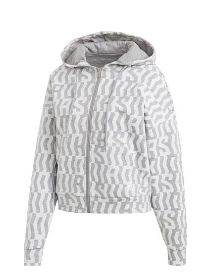 Adidas Hooded Zip-up Jacket With All-over Logo Print - Default Color