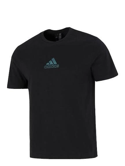 Adidas Minimalistic Alphabet Logo Printing Athleisure Casual Sports Round Neck Short Sleeve Black T-shirt - Default Color