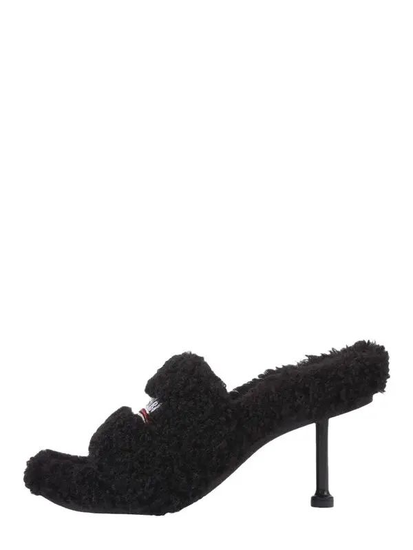 Balenciaga Furry Mules - Black