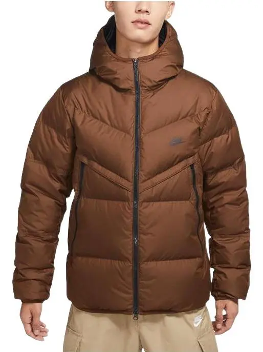 Nike Hooded Puffer Jacket - Brown