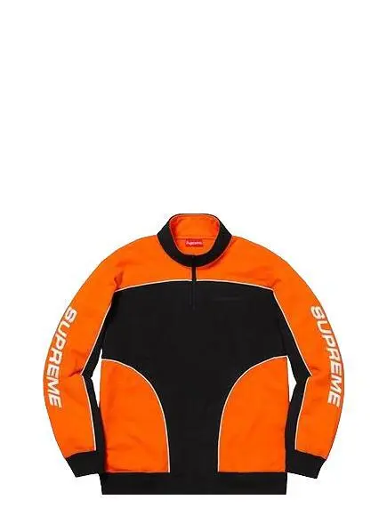 Supreme Fw18 Speedway Half Zip Sweatshirt - Black/orange