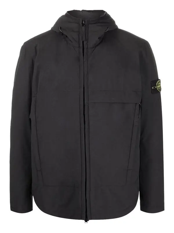 Stone Island Soft-shell Primaloft Hooded Jacket - Black
