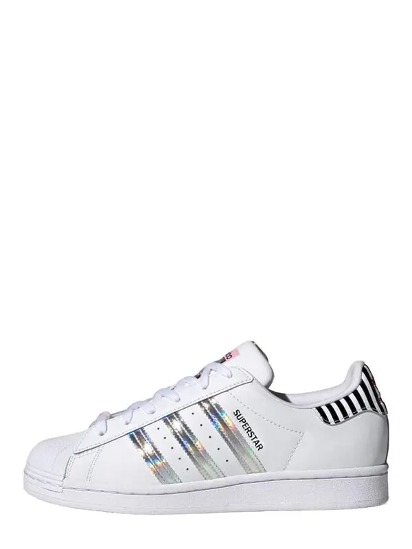 Adidas Superstar Sneaker With Iridescent Detailing - White/silver/black