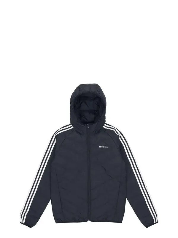 Adidas Neo Quilted Hooded Down Jacket With Logo And Striped Sleeves - Default Color
