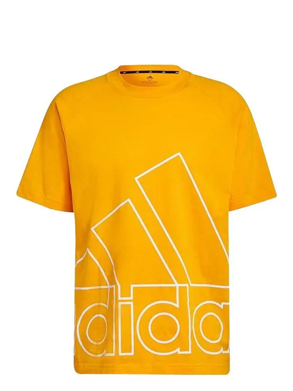 Adidas U Big Logo Printing Round-neck Short Sleeve T-shirt - Orange
