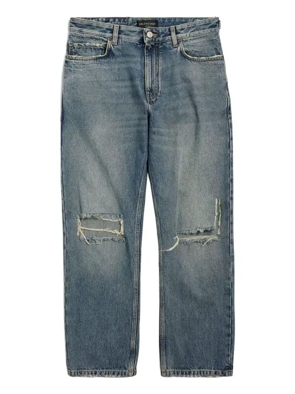 Balenciaga Distressed Straight-leg Jeans - Blue