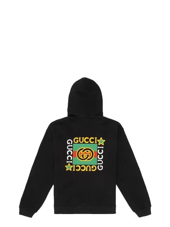 Gucci Zip-up Hoodie With Block Logo Detail - Black