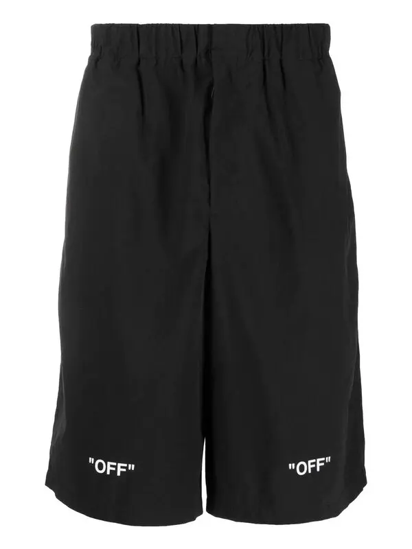 Off-White Fw22 Solid Color Logo Printing Elastic Waistband Shorts Version Black - Default Color