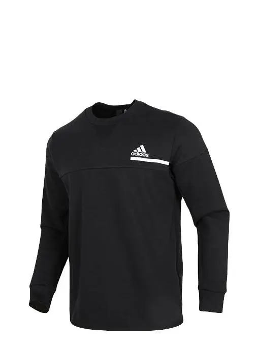 Adidas Logo Stamping Sports Casual Crewneck Sweatshirt - Black