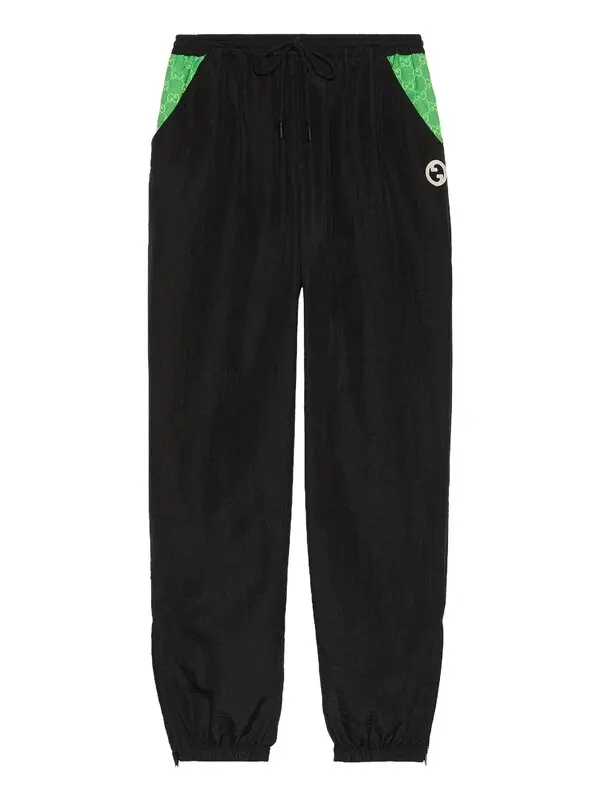 Gucci Nylon Track Trousers With Monogram Detail - Black