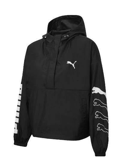 PUMA Half-zip Hooded Windbreaker Jacket - Black
