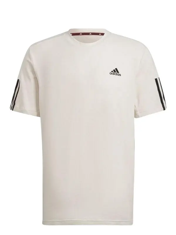 Adidas Logo Printing Solid Color Stripe Casual Short Sleeve White - Multi-color