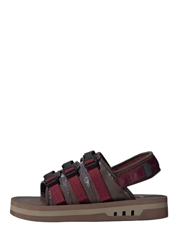 Adidas Adjustable Strap Sandals With Paisley Detail - Burgundy/brown