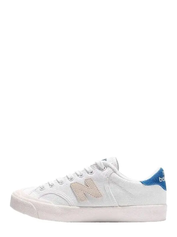 NEW BALANCE White Blue Lace-up Canvas Sneakers - White/blue