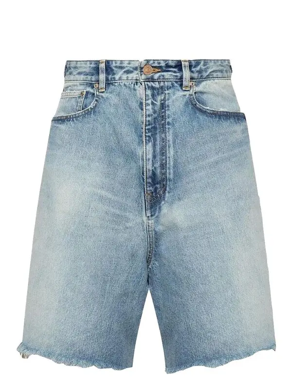 Balenciaga Denim Skater Shorts - Blue