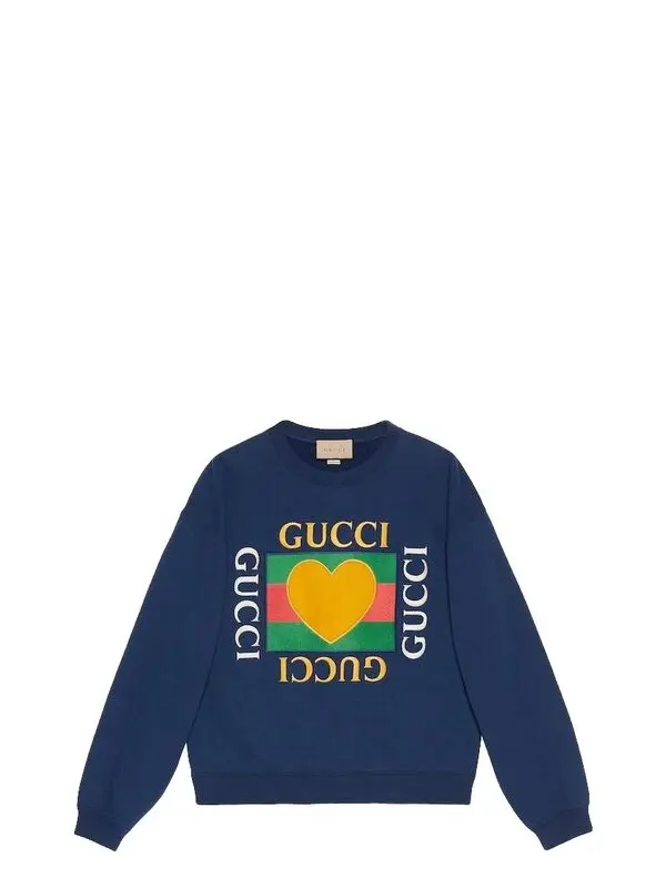 Gucci Cotton Jersey Sweatshirt With Graphic Print - Blue