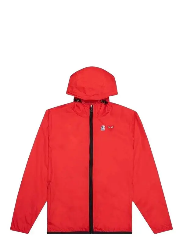 Play Comme Des Garcon Fw25 X K Way Full Zip Hooded Jacket - Red