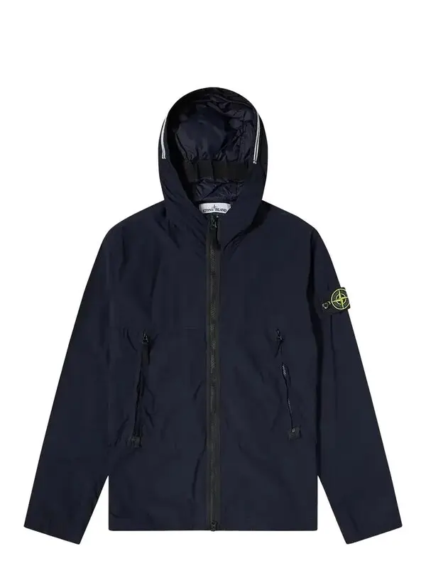 Stone Island Nylon Garment Dyed Hooded Jacket - Navy