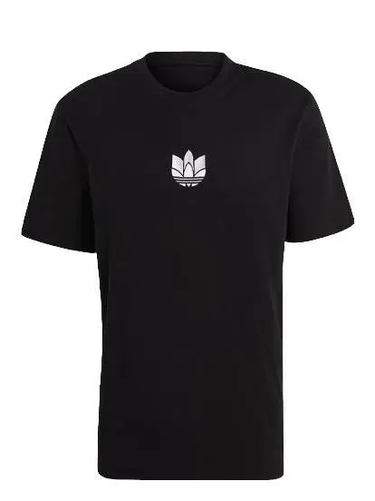 Adidas Originals Logo Embroidered Solid Color Sports Round Neck Short Sleeve Black - Default Color