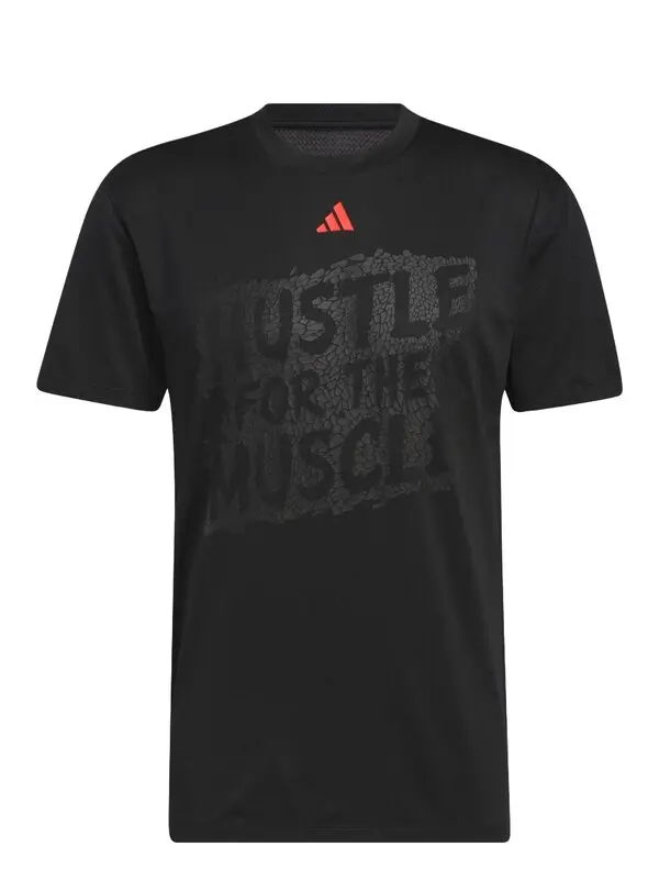 Adidas Hustle For The Muscle Aeroready Short Sleeve Graphic Training T-shirts - Black