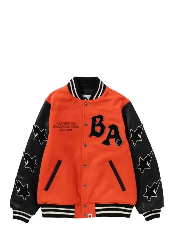 A BATHING APE Relaxed Fit Varsity Jacket - Orange