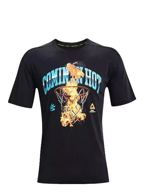 Under Armour Curry Cotton Printing Round Neck Short Sleeve - Black