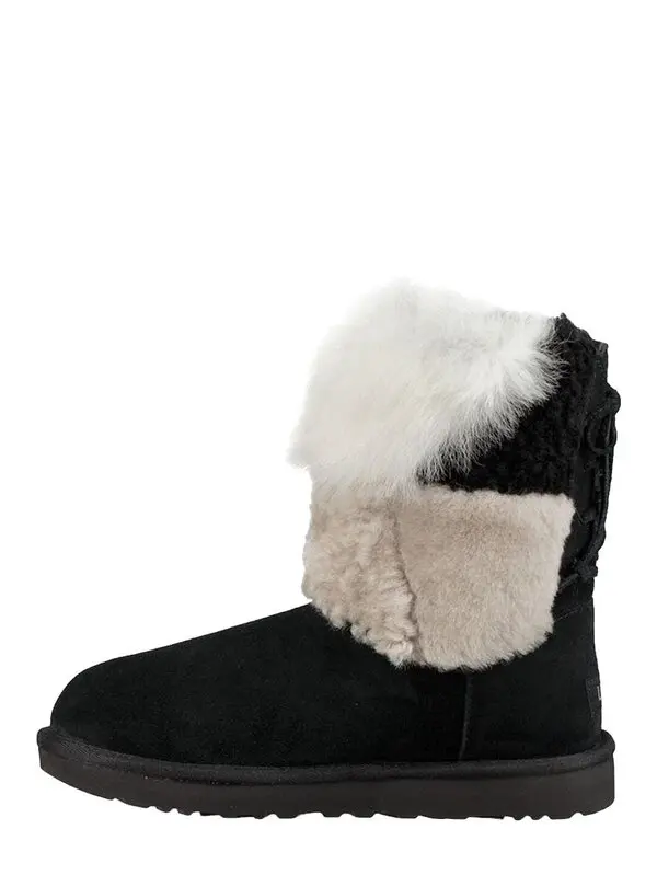 UGG Classic Short Patchwork Fluff Boots - Black