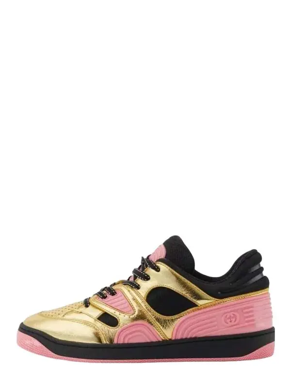 Gucci Basket Sneakers - Gold Black Pink