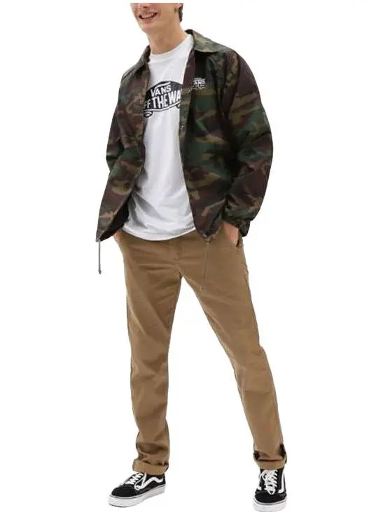 VANS Logo Printing Lapel Windbreaker Jacket - Tan