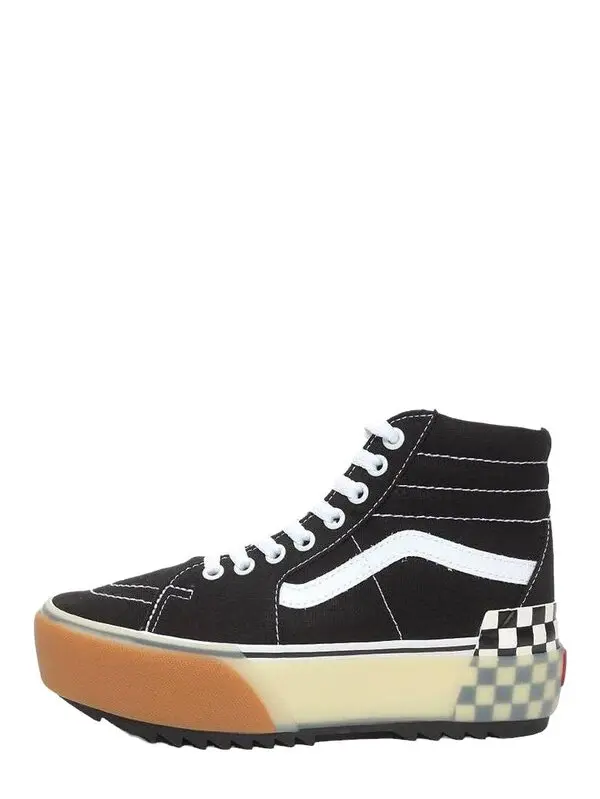 VANS Sk8-hi Stacked Checkerboard High Top Sneakers - Black/true White