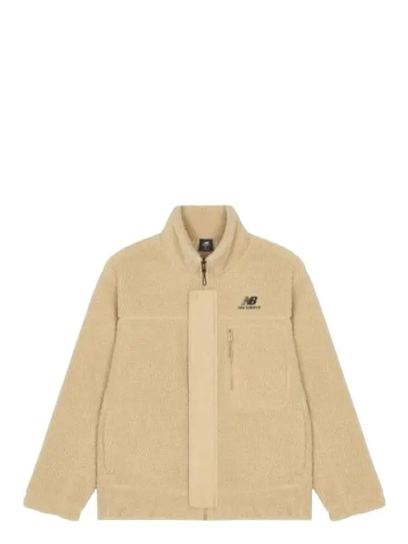 NEW BALANCE Fleece Zip-up Jacket - Beige/black
