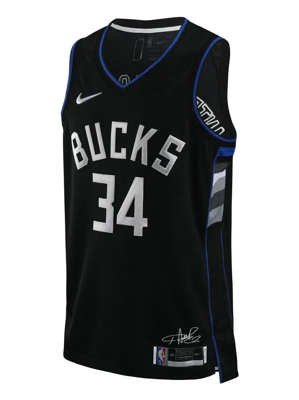 Nike X Nba Milwaukee Bucks Icon Edition Giannis Antetokounmpo Jersey - Black