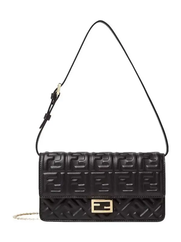 Fendi Baguette Wallet On Chain - Black