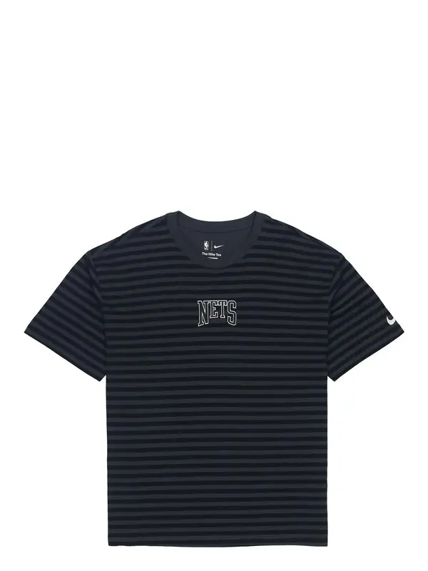 Nike Nba Brooklyn Nets Casual Sports Loose Alphabet Stripe Short Sleeve Black T-shirt - Multi-color