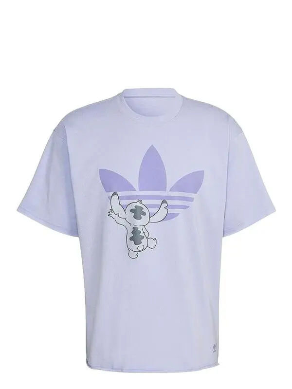 Adidas Originals X Disney Crossover Solid Color Stitch Cartoon Pattern Printing Short Sleeve Lavender T-shirt - Multi-color