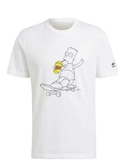 Adidas Originals X The Simpsons Crossover Cartoon Printing Round Neck Short Sleeve - White