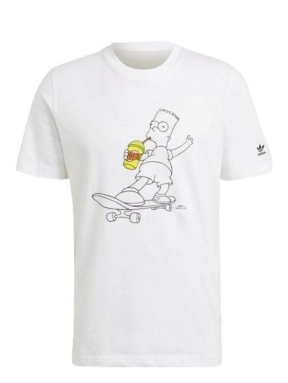 Adidas Originals X The Simpsons Crossover Cartoon Printing Round Neck Short Sleeve - White